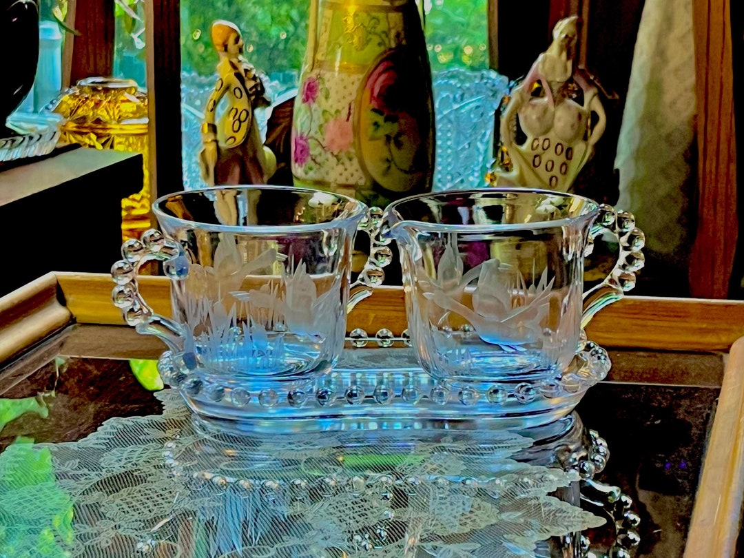 Rare Vintage IMPERIAL Blown Glass CANDLEWICK Crystal Clear Etched & Cut ...