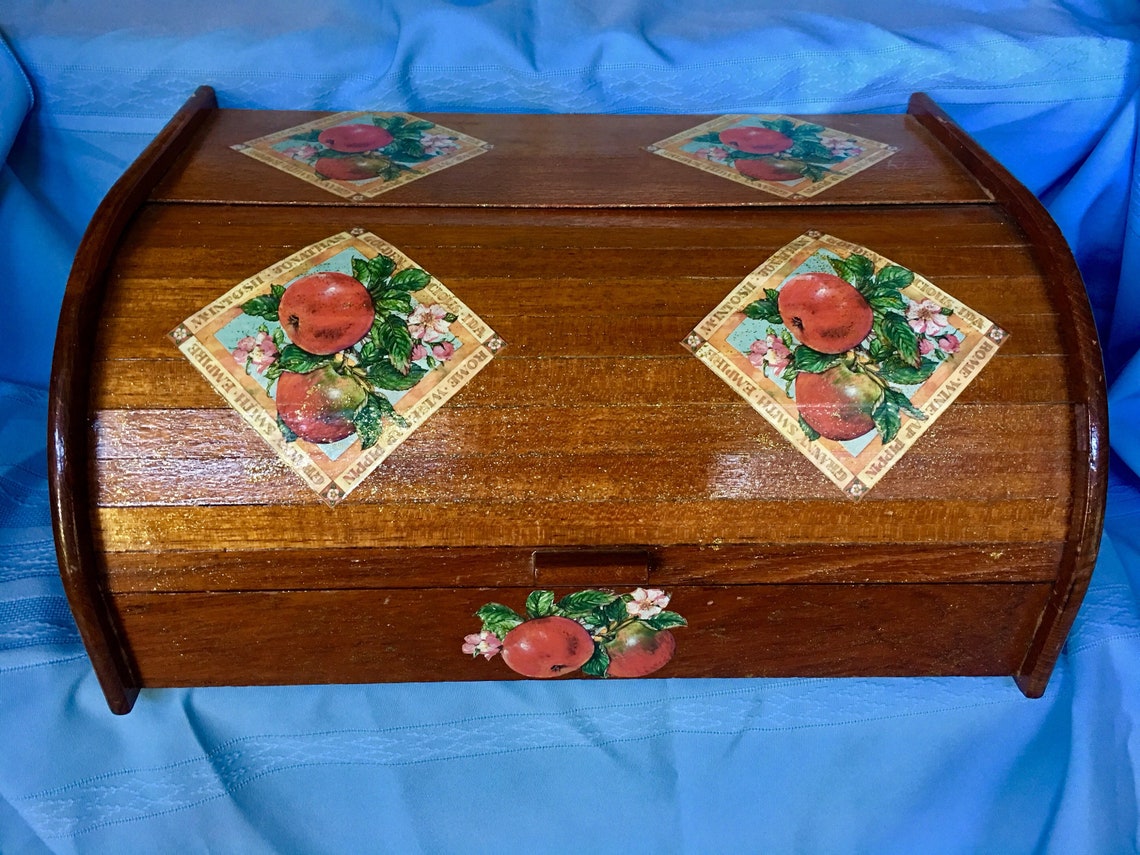 VINTAGE 1970s Apple Design Genuine Teak BREAD BOX Wooden | Etsy