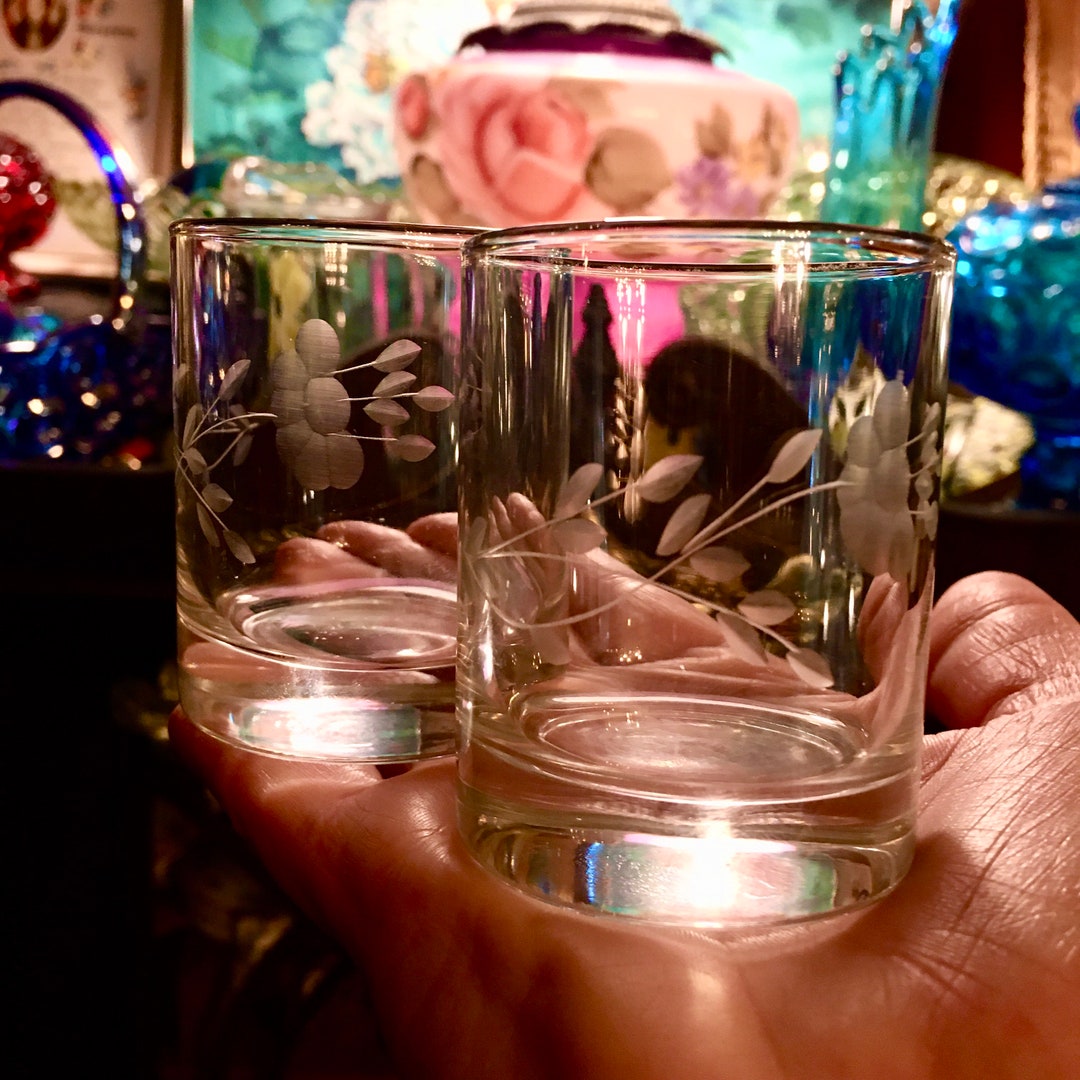 Vintage Princess House Crystal HERITAGE Pattern Whiskey Shot Glass Pair ...