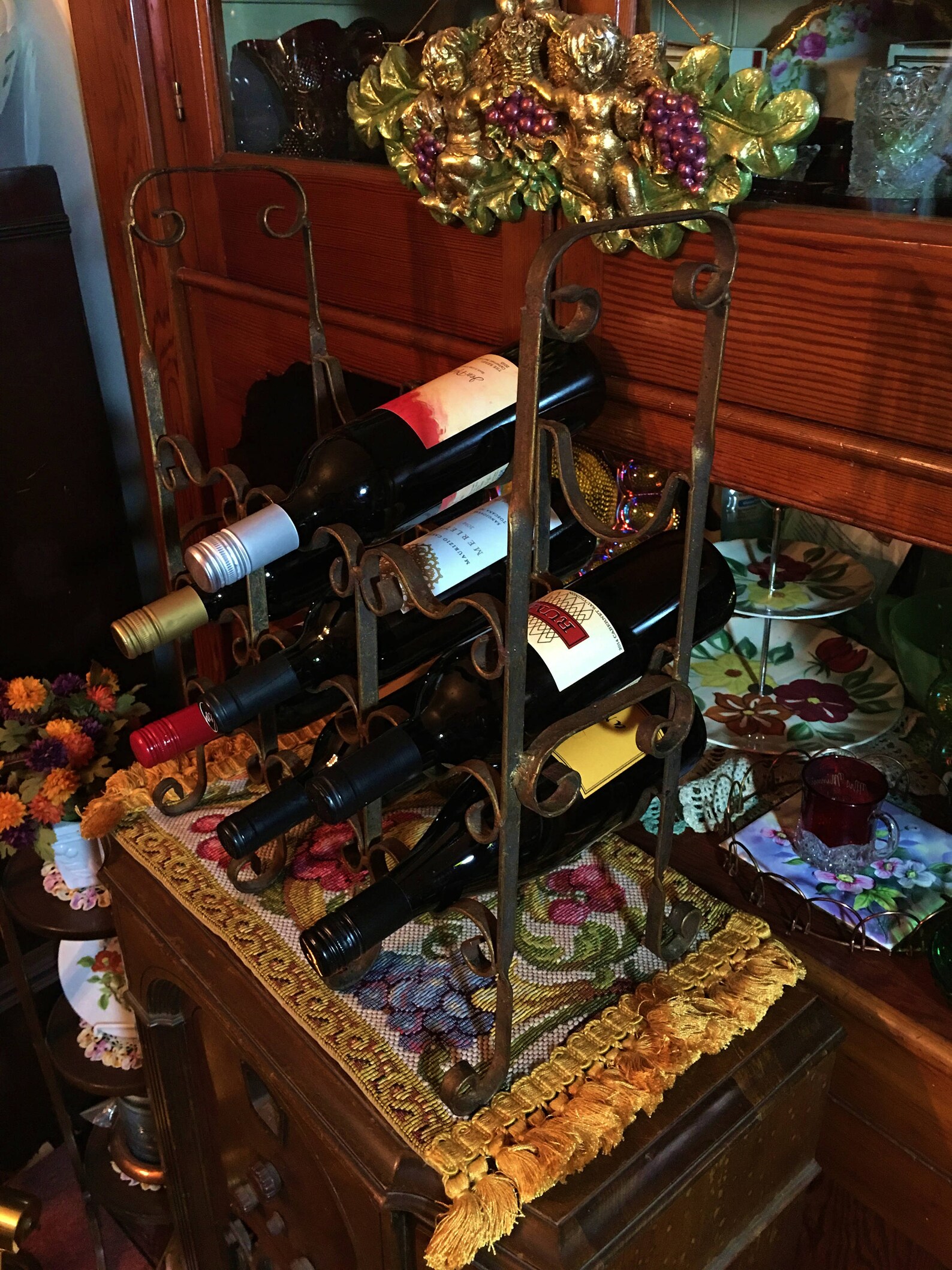 Vintage RUSTIC Metal WINE RACK Made in Mexico Wrought Iron - Etsy