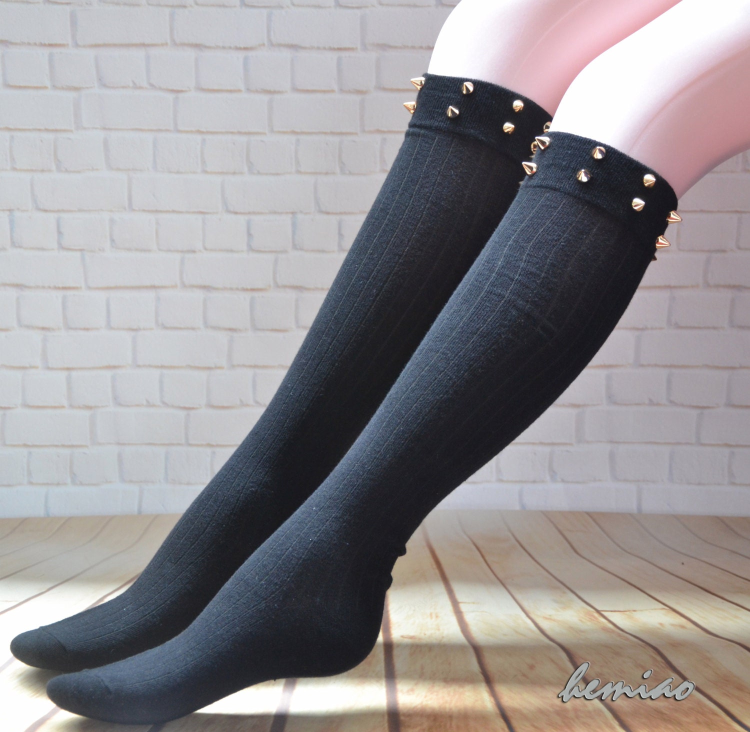 SALE Spiked Knee High Boot Socks studded Socks Studdes | Etsy