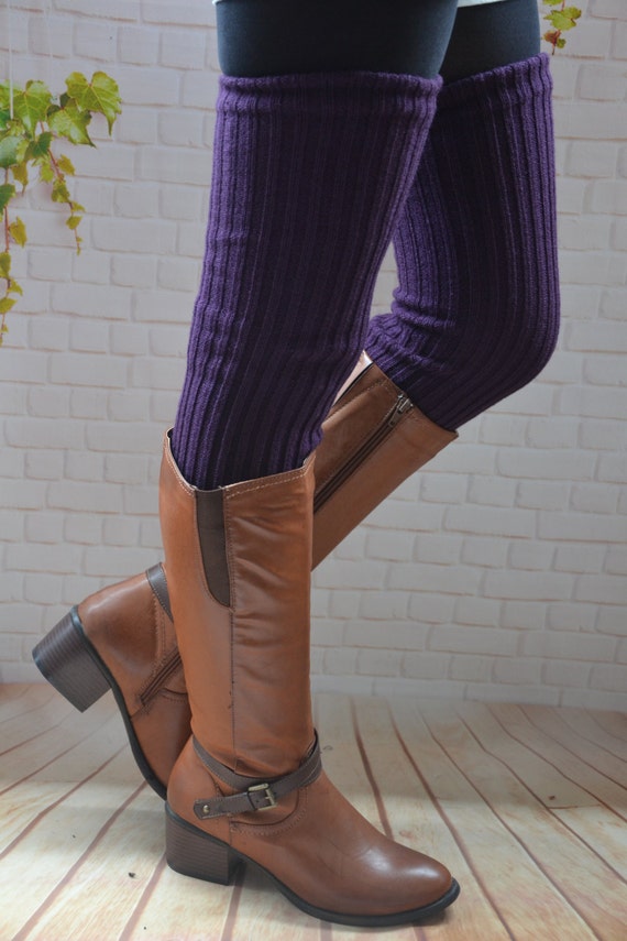 27 in Long Womens Leg Warmers PURPLE Knit Thigh High Leg Warmers knit Over Knee Leg Warmers Purple Boot Socks Thick Winter Socks Etsy Canada