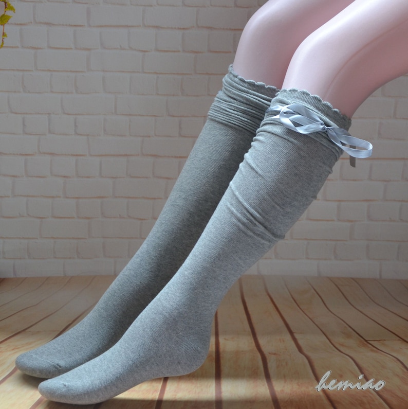 LIGHT GRAY Boot Socksknee High Boot Socks girls Lace Boot - Etsy