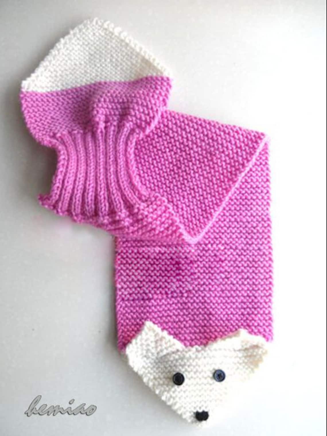 Hand Knit Fox Scarf Kid /adults scarf Orange/ Purple | Etsy