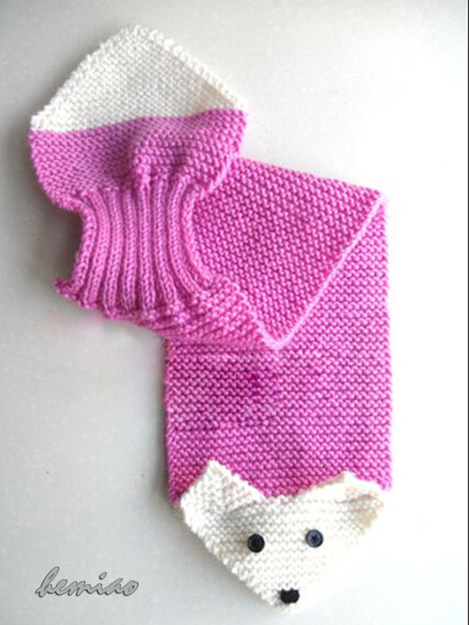 Hand Knit Fox Scarf, Kid /adults Scarf, Orange/ Purple Knit Fox Scarf ...