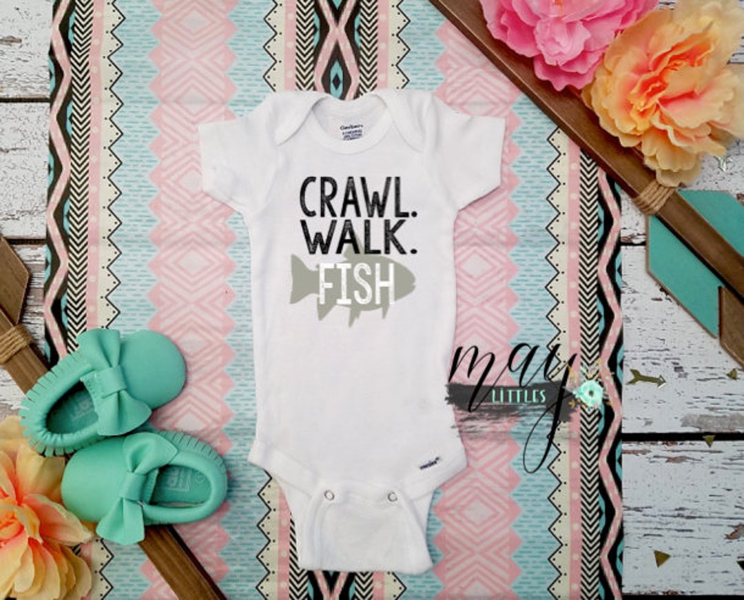 Crawl Walk Fish Bodysuit - Outdoor Baby Clothes - I Love Fishing ...