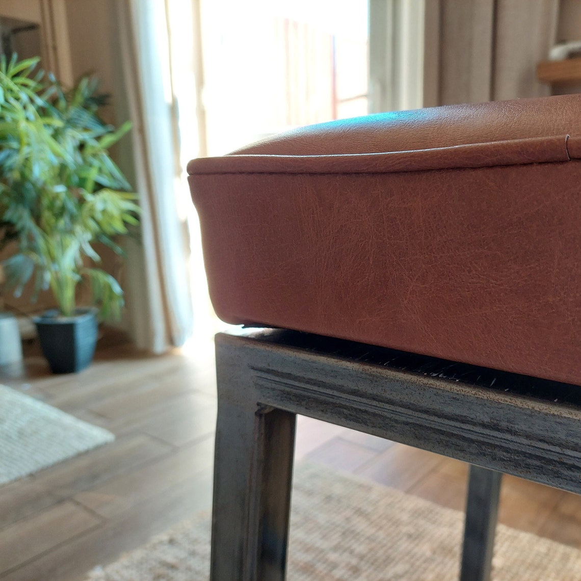 Custom Made Leather Bar Stools Counter Top / Bar Stool Metal - Etsy UK