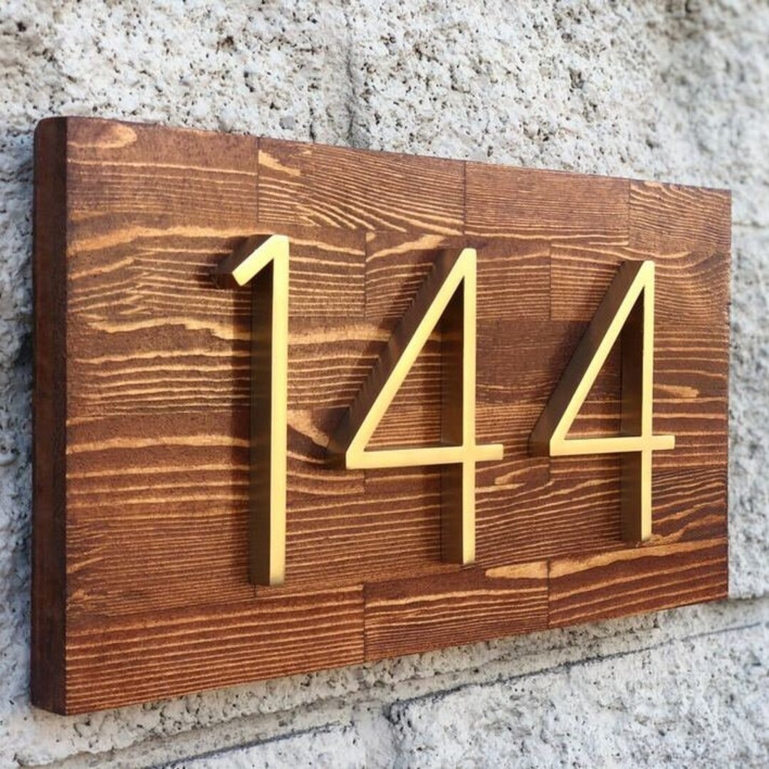 Gold Floating House Numbers/ Satin Gold House Numbers/ Floating Metal ...