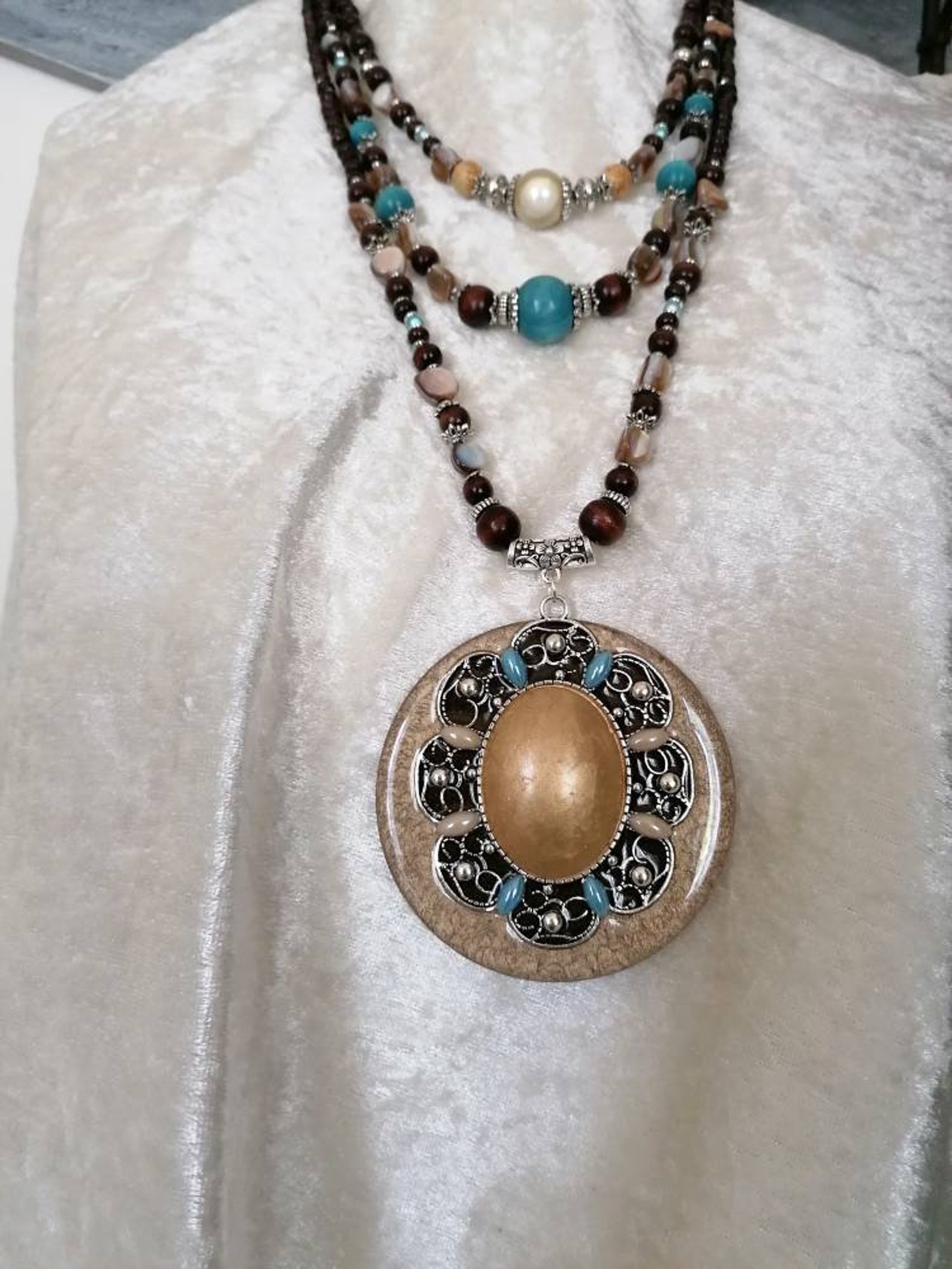 Boho Schmuck einzigartige Halskette perlmutt sand - Etsy.de