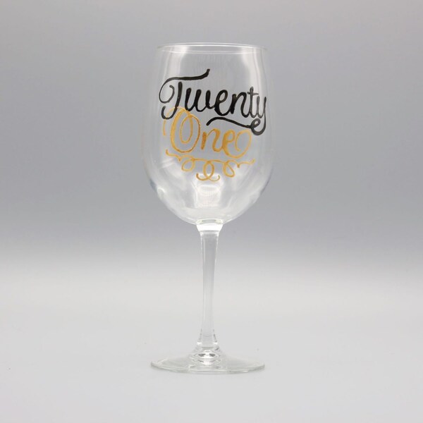 21st Birthday Wine Glass - Etsy