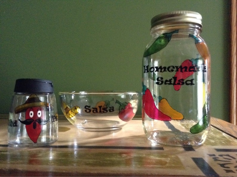 Painted Salsa Jar Personalized Salsa Jar Home Made Salsa | Etsy