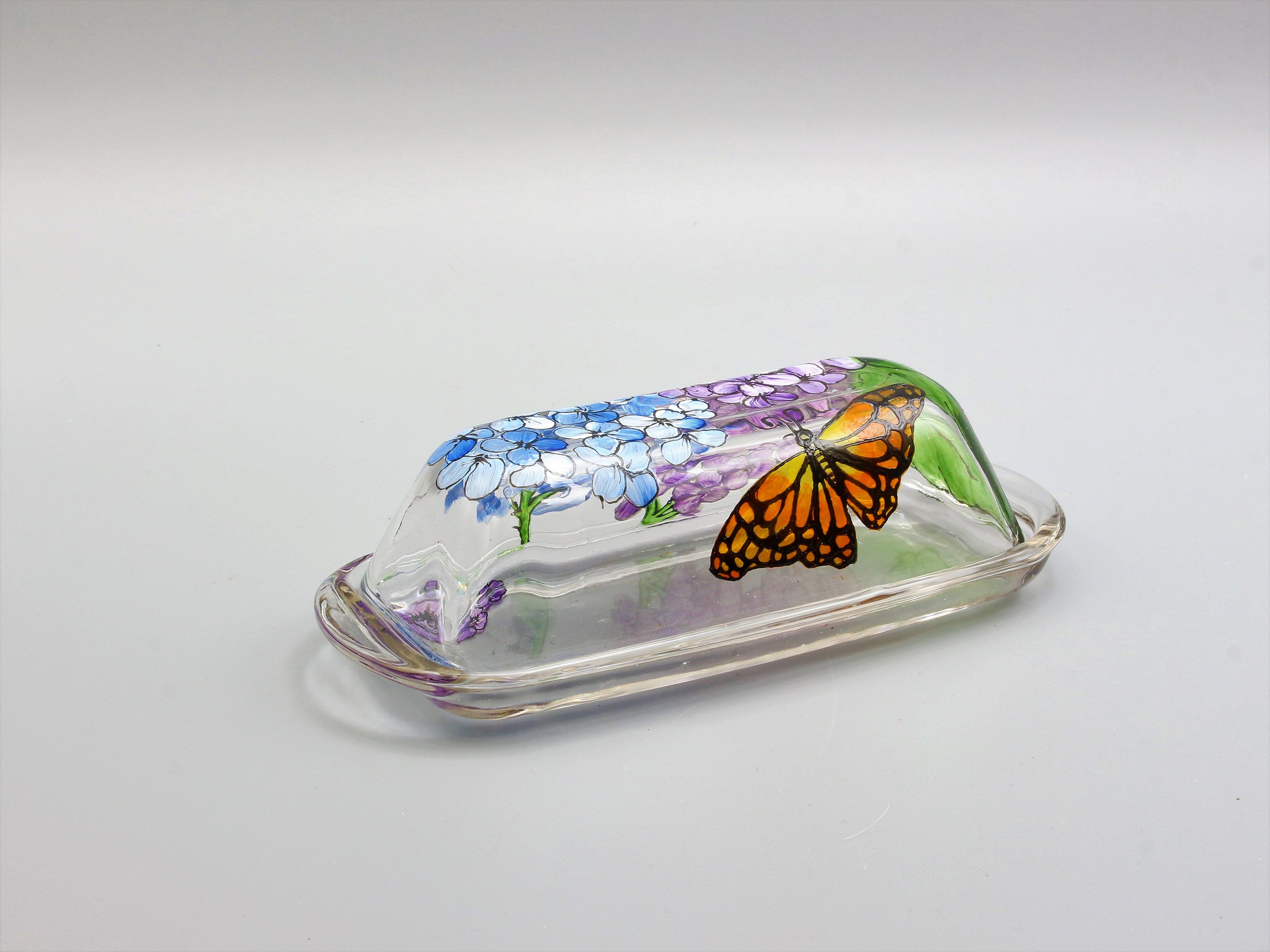 Hydrangea Flower and Butterfly Butter Dish - Etsy