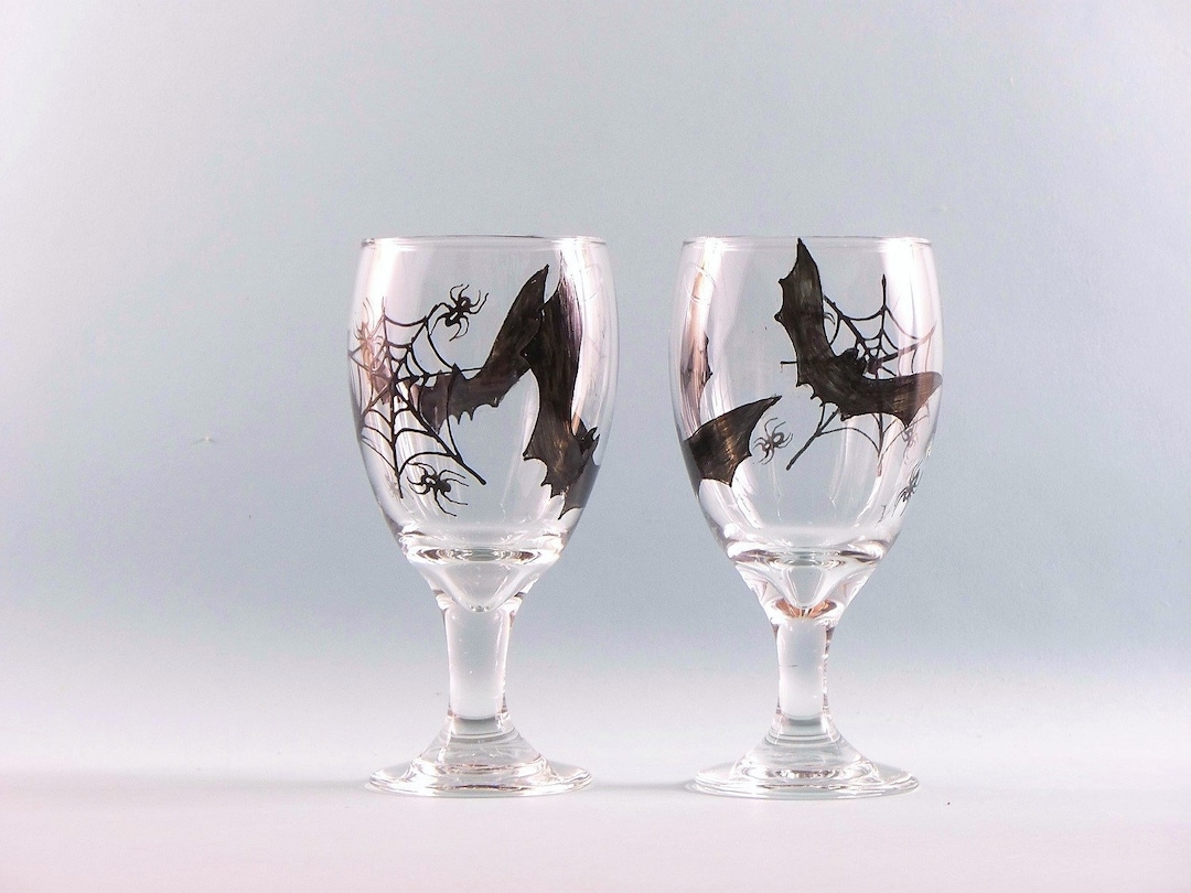 Halloween Goblet Glasses - Painted Halloween Glassware - Halloween ...
