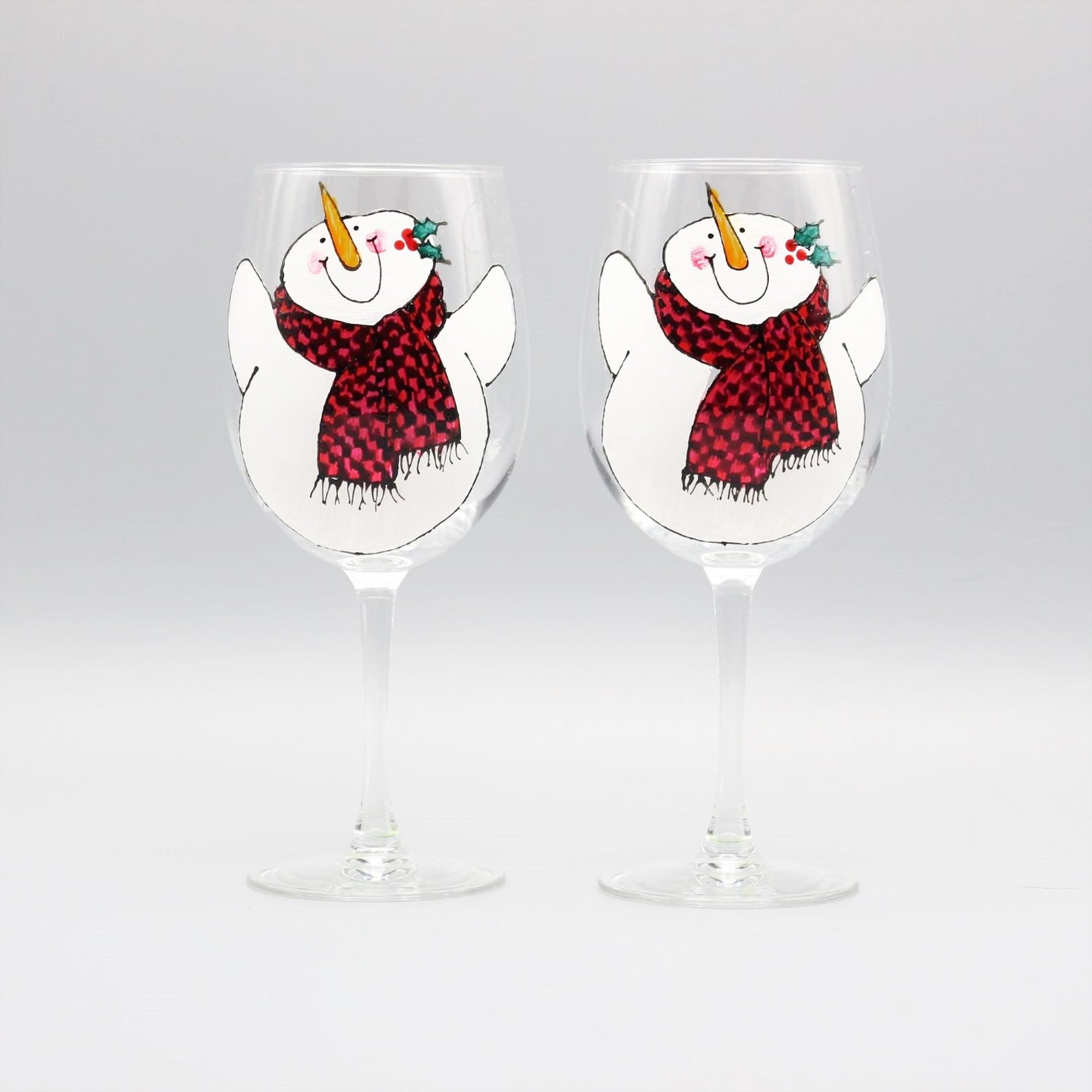 Painted Snowman Wine Glasses Snowman Wine Glasses Best Gift - Etsy