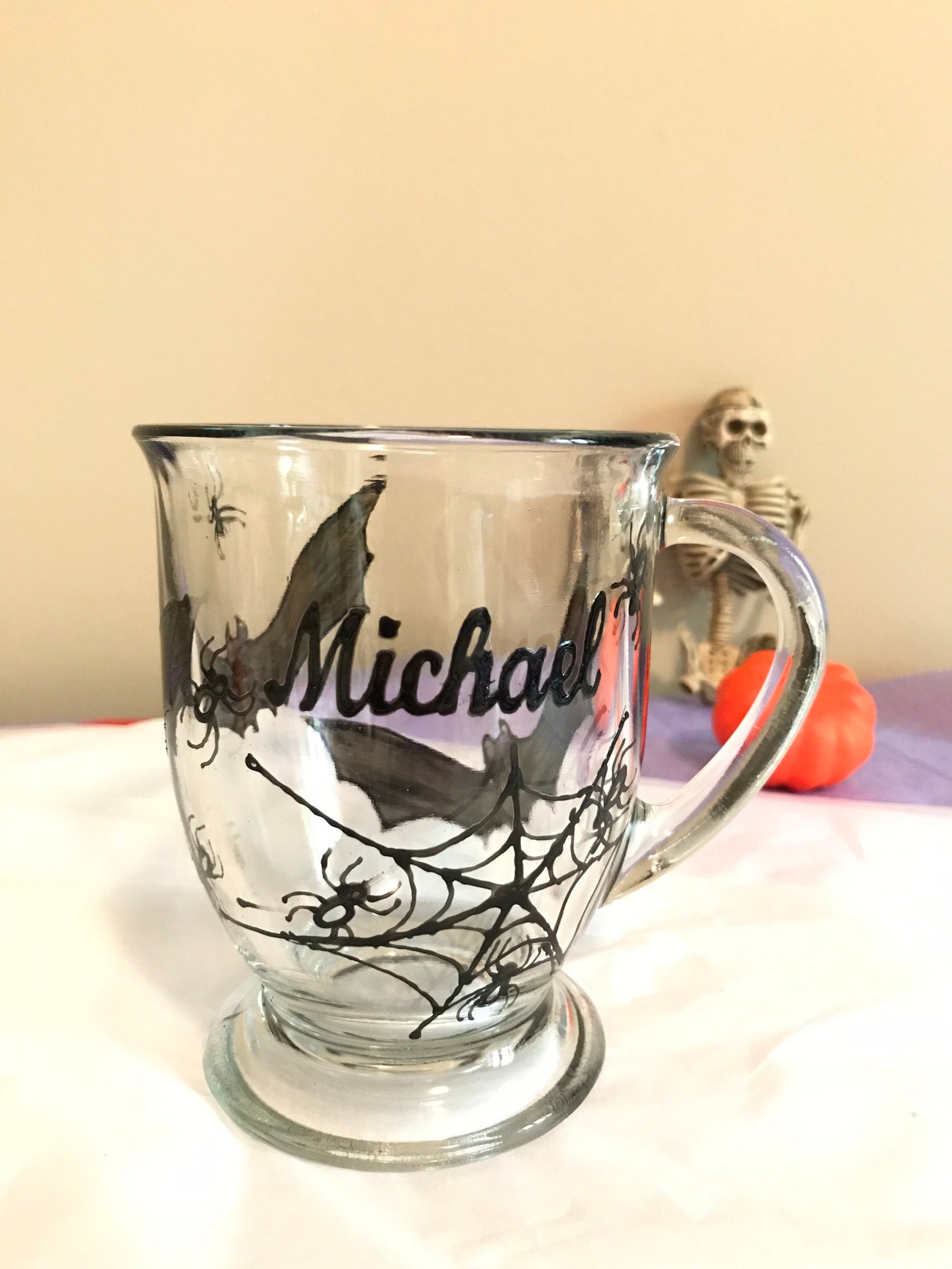 Painted Halloween Mugs Set Hand Painted Mugs Spooky - Etsy