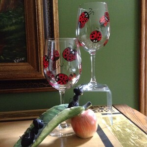 Painted Ladybug Wine Glasses, Whimsical Ladybugs, Ladybug Wine Glasses ...