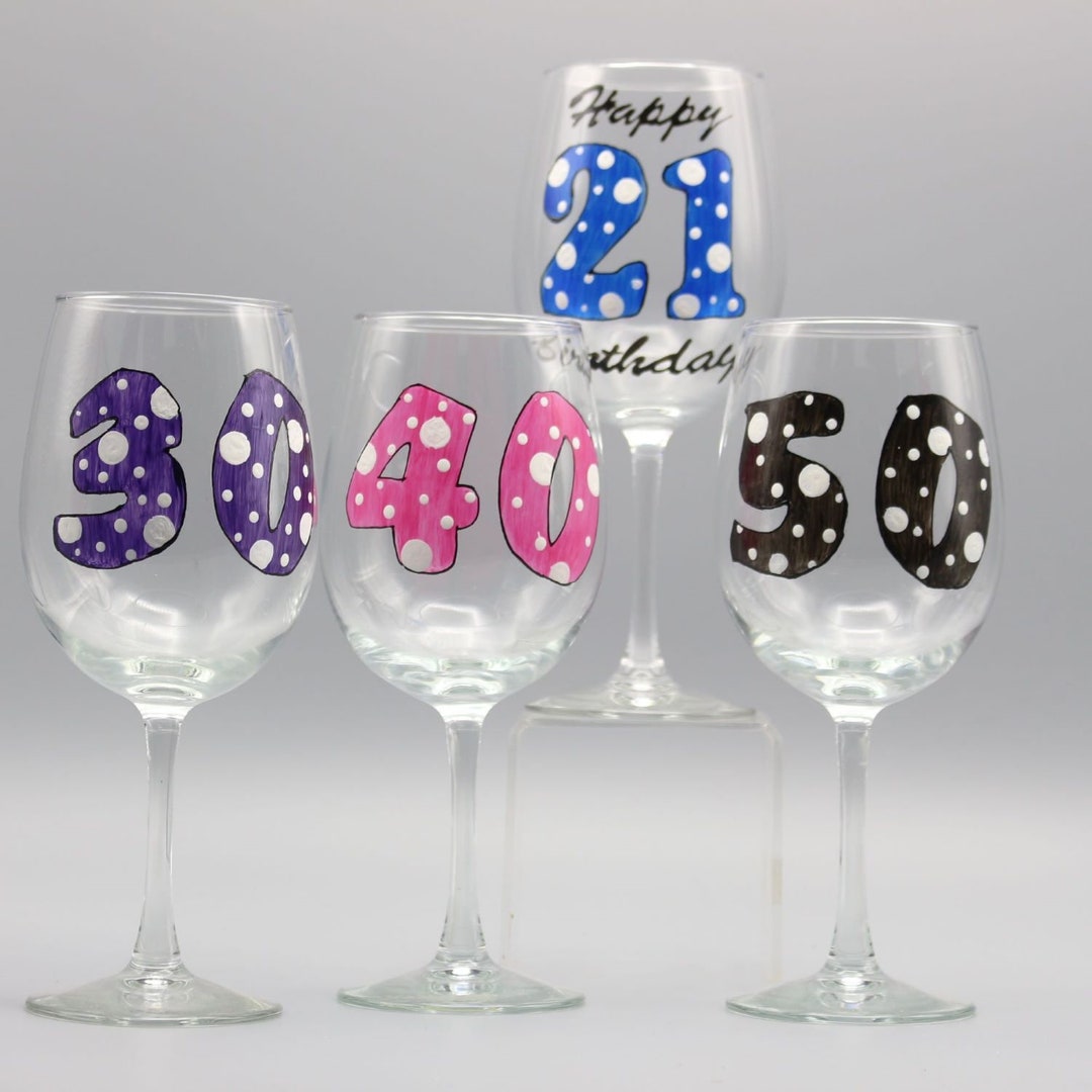 Custom Birthday Wine Glass Any Number Birthday Wine Glass Choose A