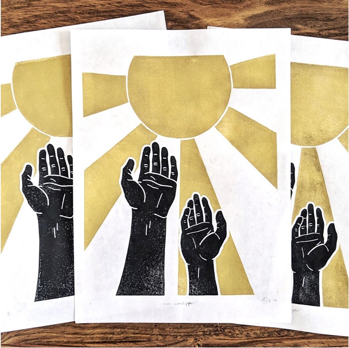 Sun Worship - Linocut Print - Handmade Wall Art - Etsy