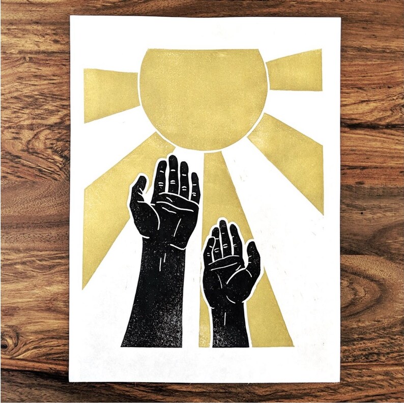 Sun Worship - Linocut Print - Handmade Wall Art - Etsy