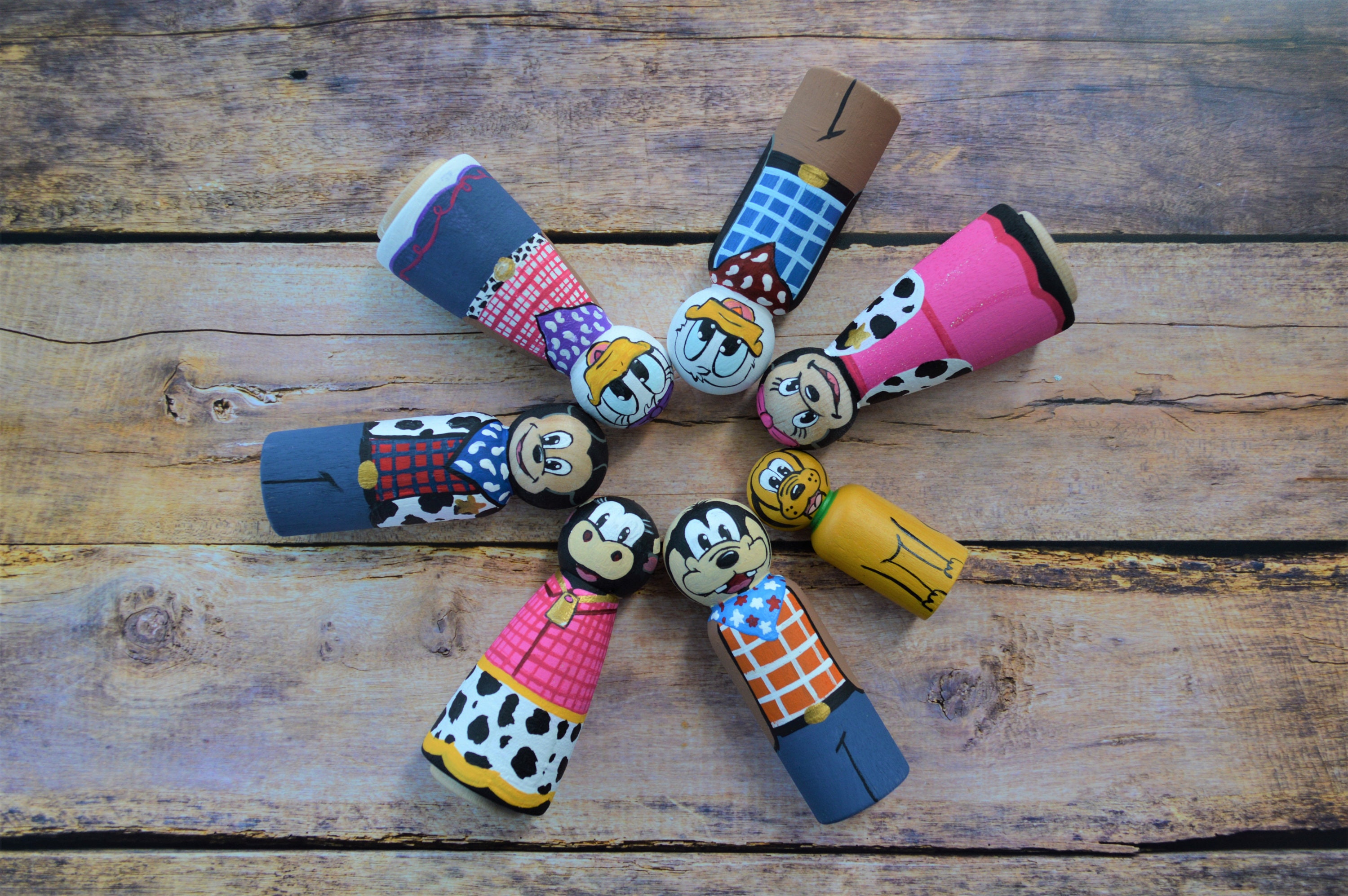 Mickey Mouse inspired peg dolls Mickey mouse Minnie mouse | Etsy