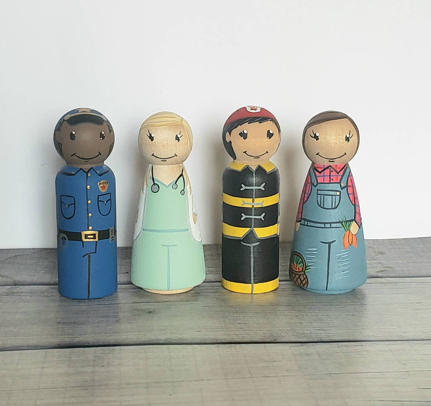 Community Helpers Peg Dolls Community Helper Toy Handpainted - Etsy Ireland