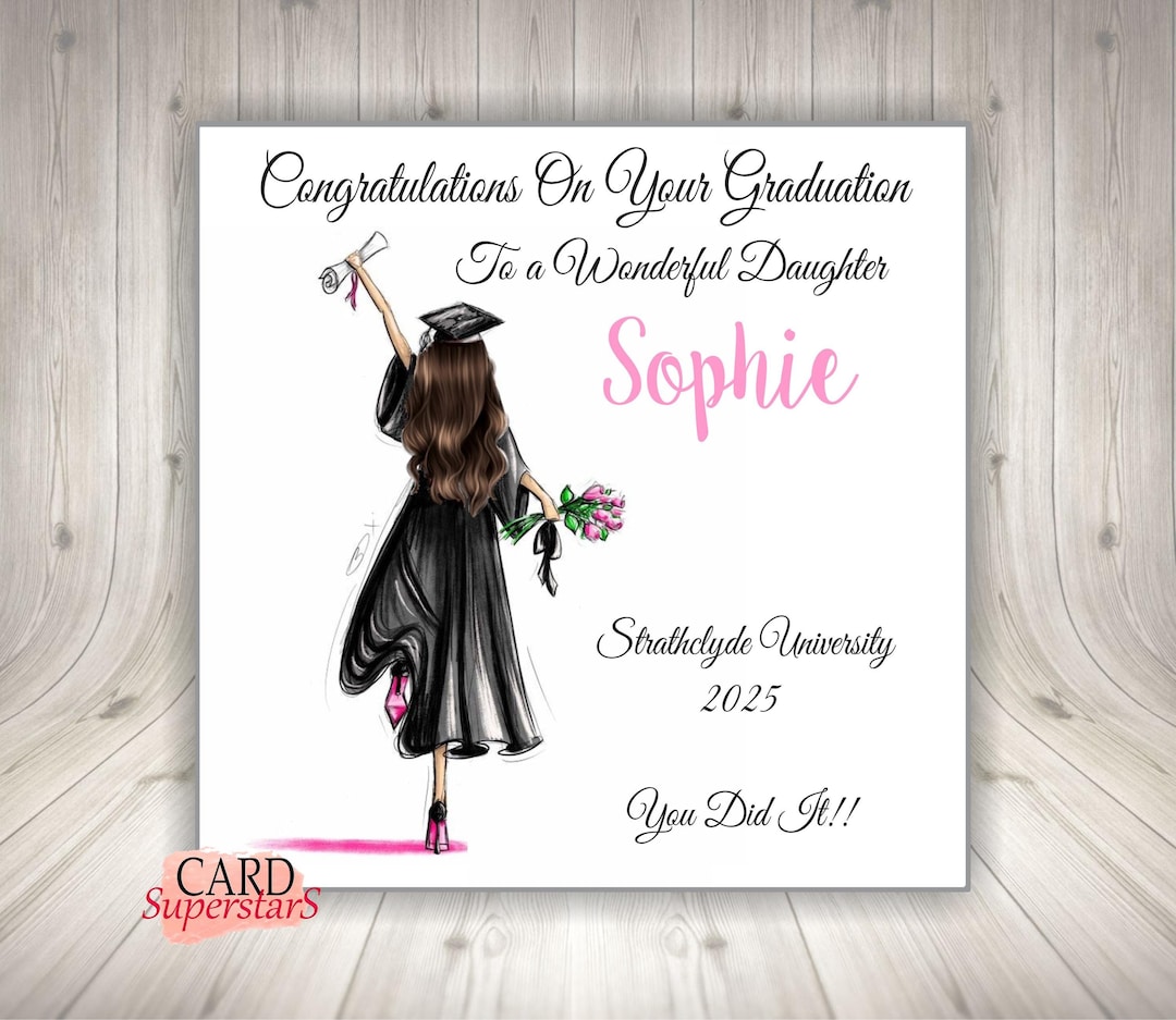 Large 8" Personalised Female Graduation Congratulations Card Daughter ...