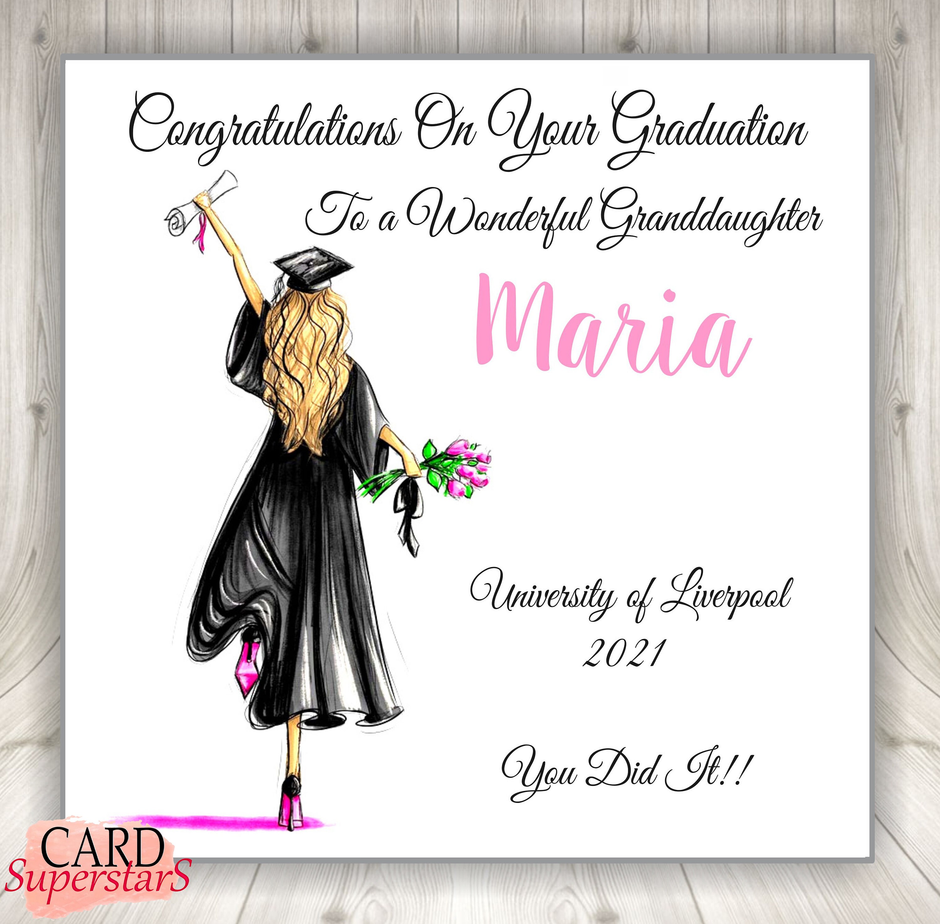 Large 8 Personalised Female Graduation Congratulations - Etsy UK