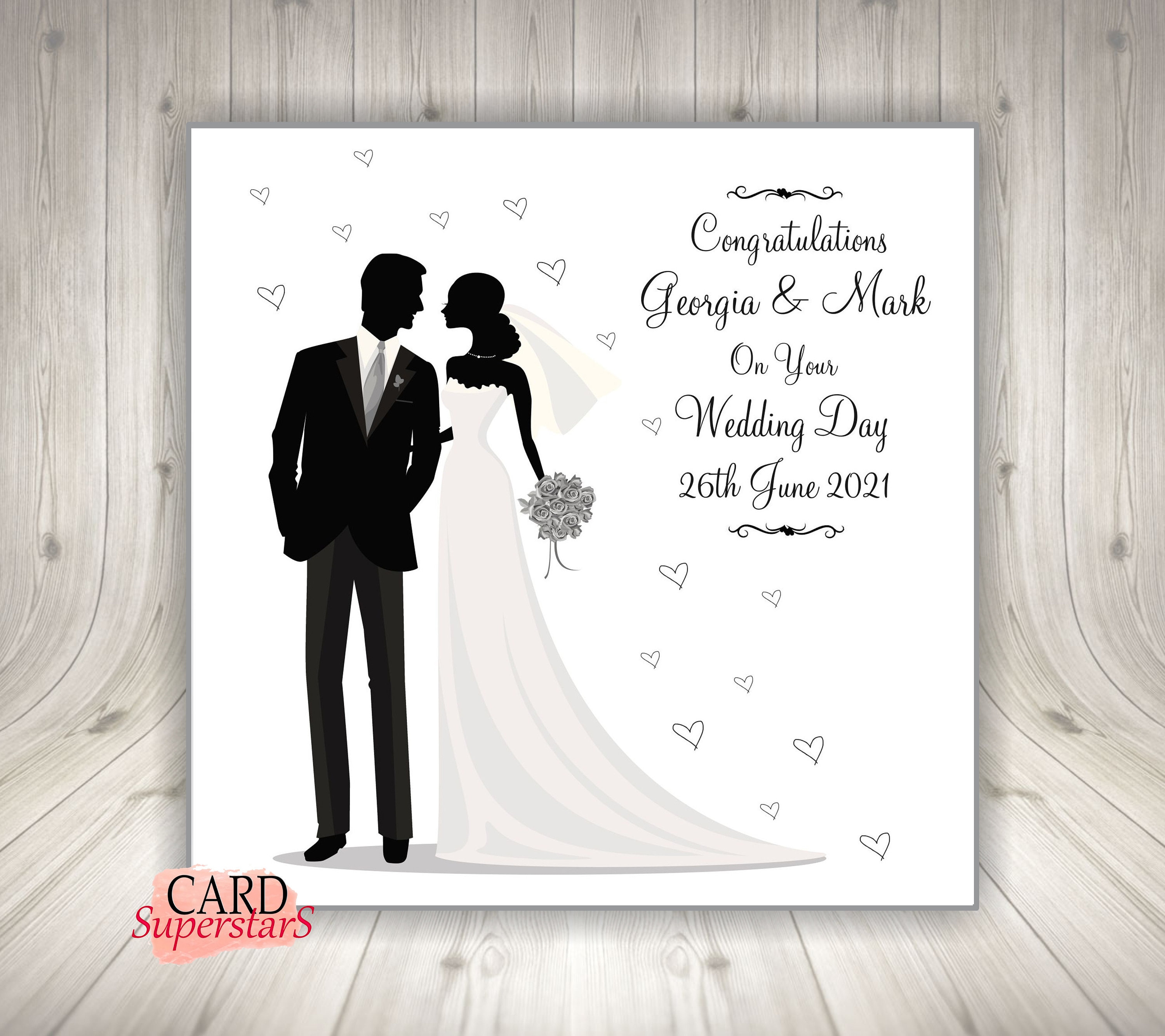 6 Personalised Wedding Card Wedding Day Card Bride & | Etsy