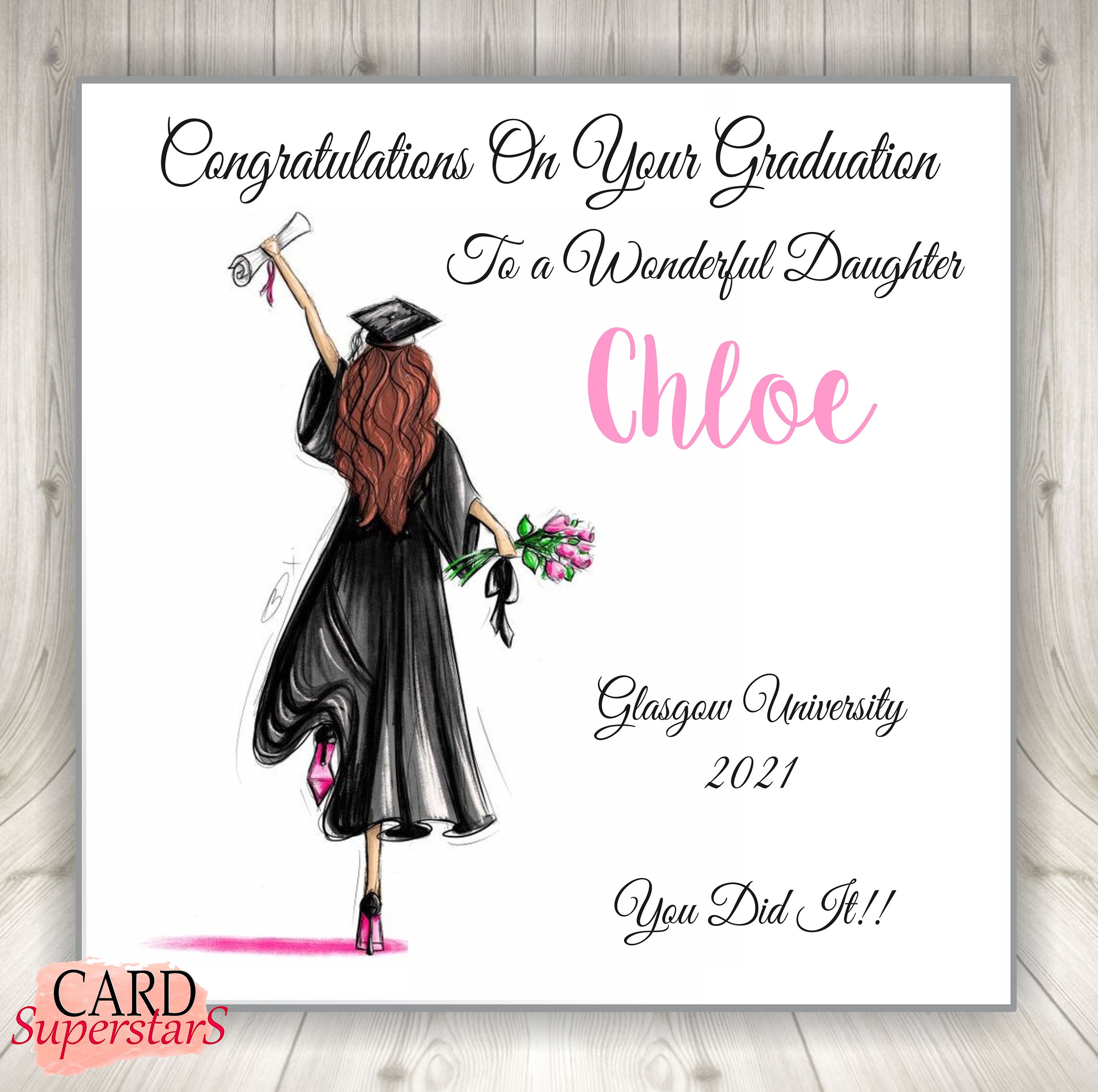 Large 8 Personalised Female Graduation Congratulations - Etsy UK
