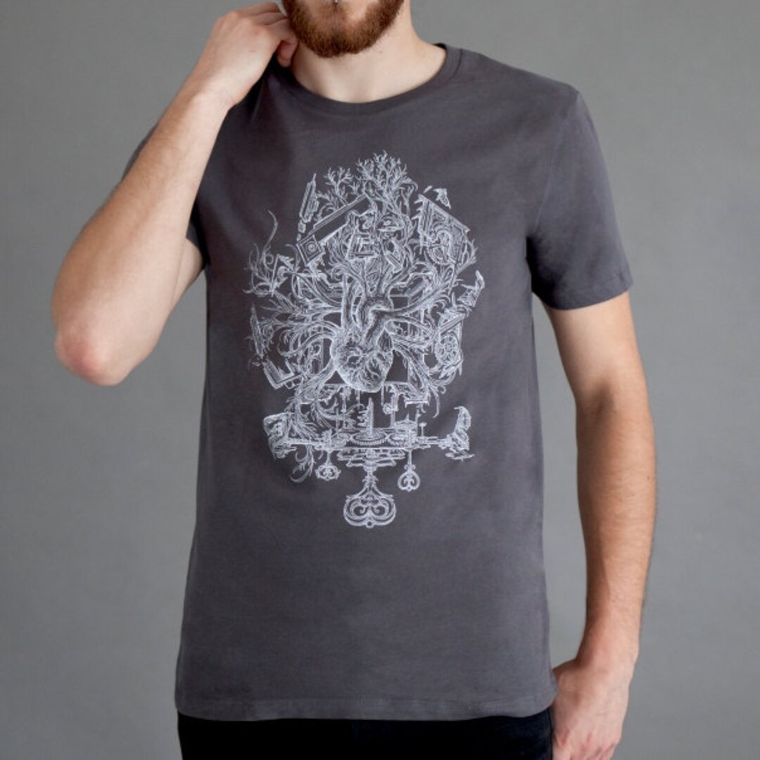 Heart Tee-shirt Anatomic Heart Anatomy Tee Heart and Key Tee Organic T ...
