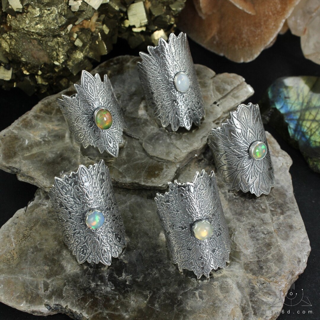 Mandala Style Shield Ring With a Gorgeous Opal Handmade - Etsy