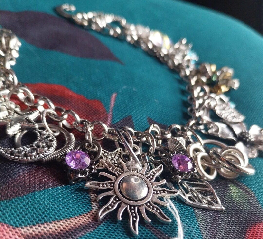 J2) Silver Tone Moon and Sun Charm Bracelet | Handmade Celestial ...