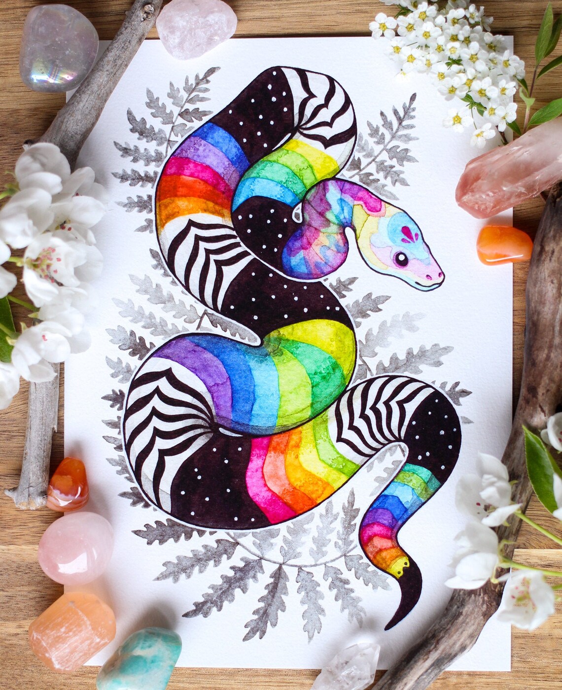 Rainbow Snake Fine Art Print | Etsy