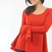 Maternity Top - Red Flare Sleeve Top - Long Sleeve Shirt With Ruffles ...