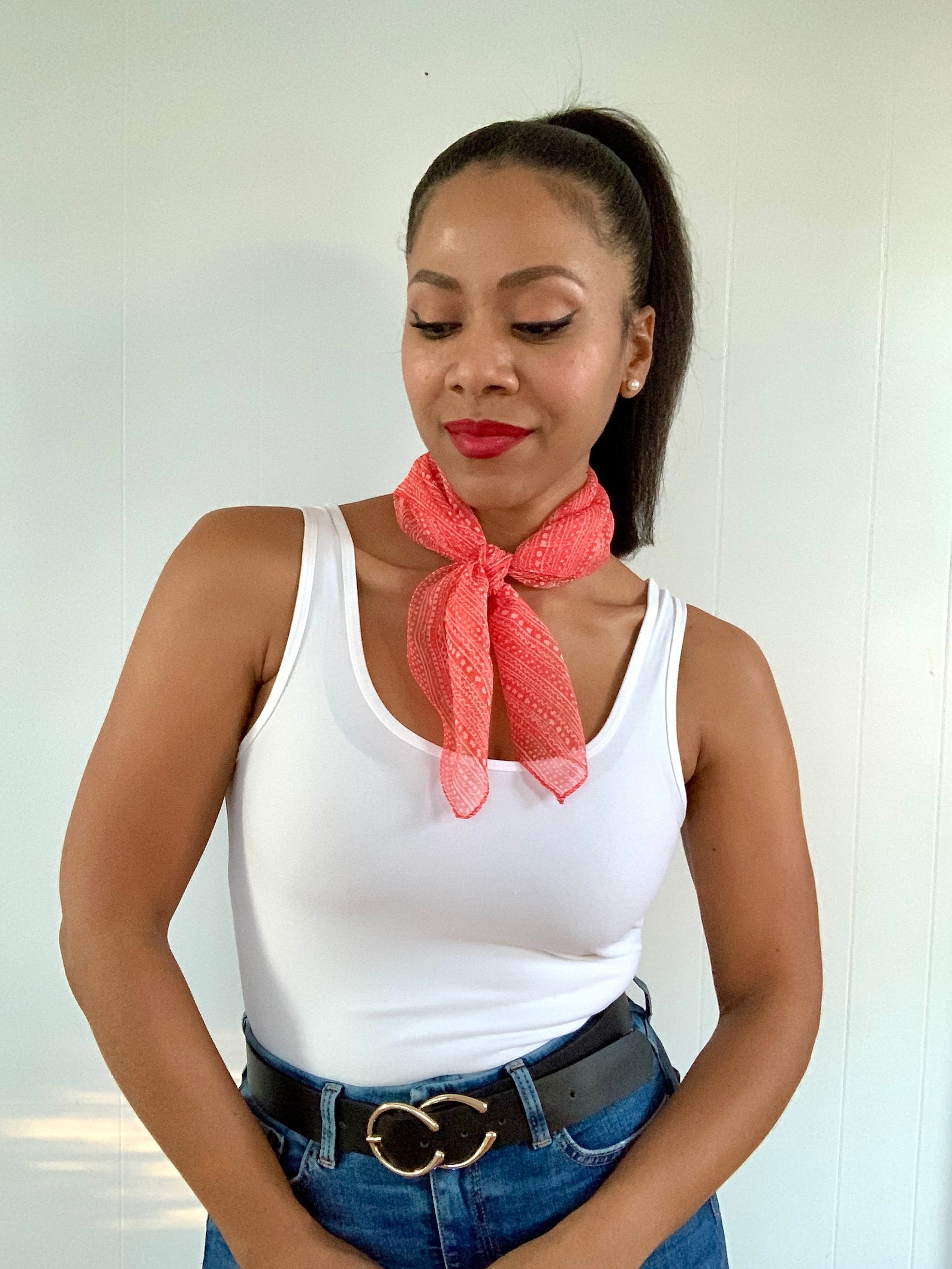 Silk Neck Scarf Red Print Silk Scarf Silk Chiffon Scarf - Etsy