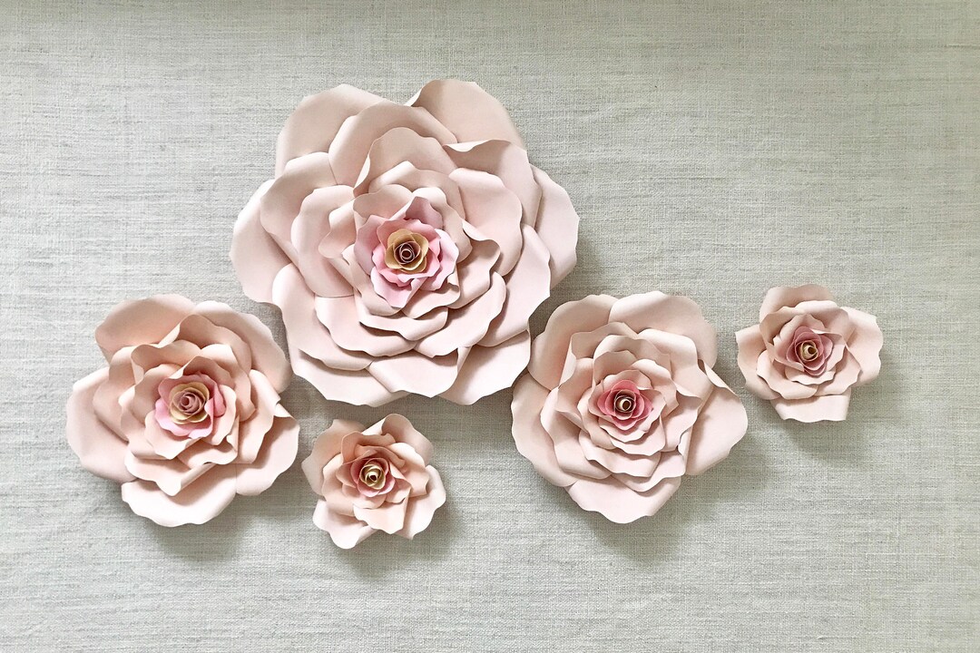 Handmade Paper Flower Set - Paper Roses - Floral Backdrop - Baby Shower ...