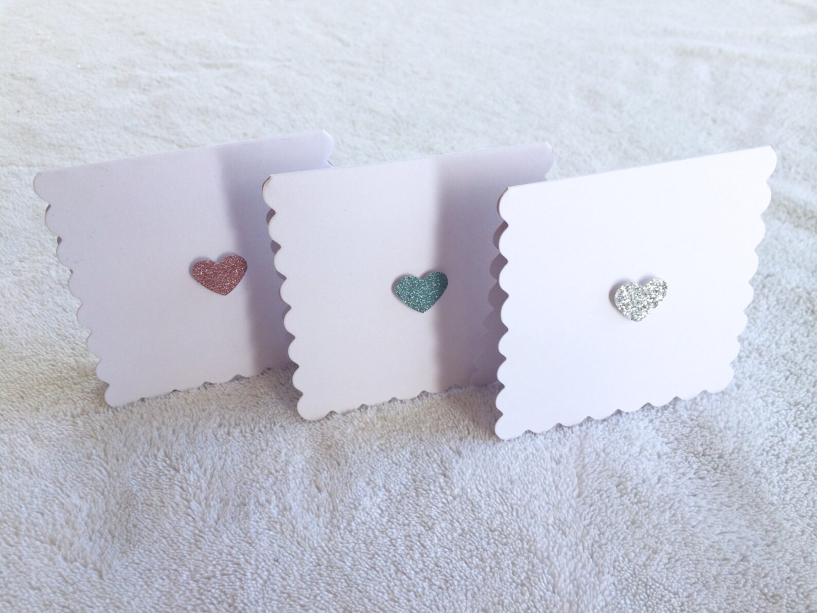 Blank Mini Note Card Scallop Edge Card Glitter Heart - Etsy