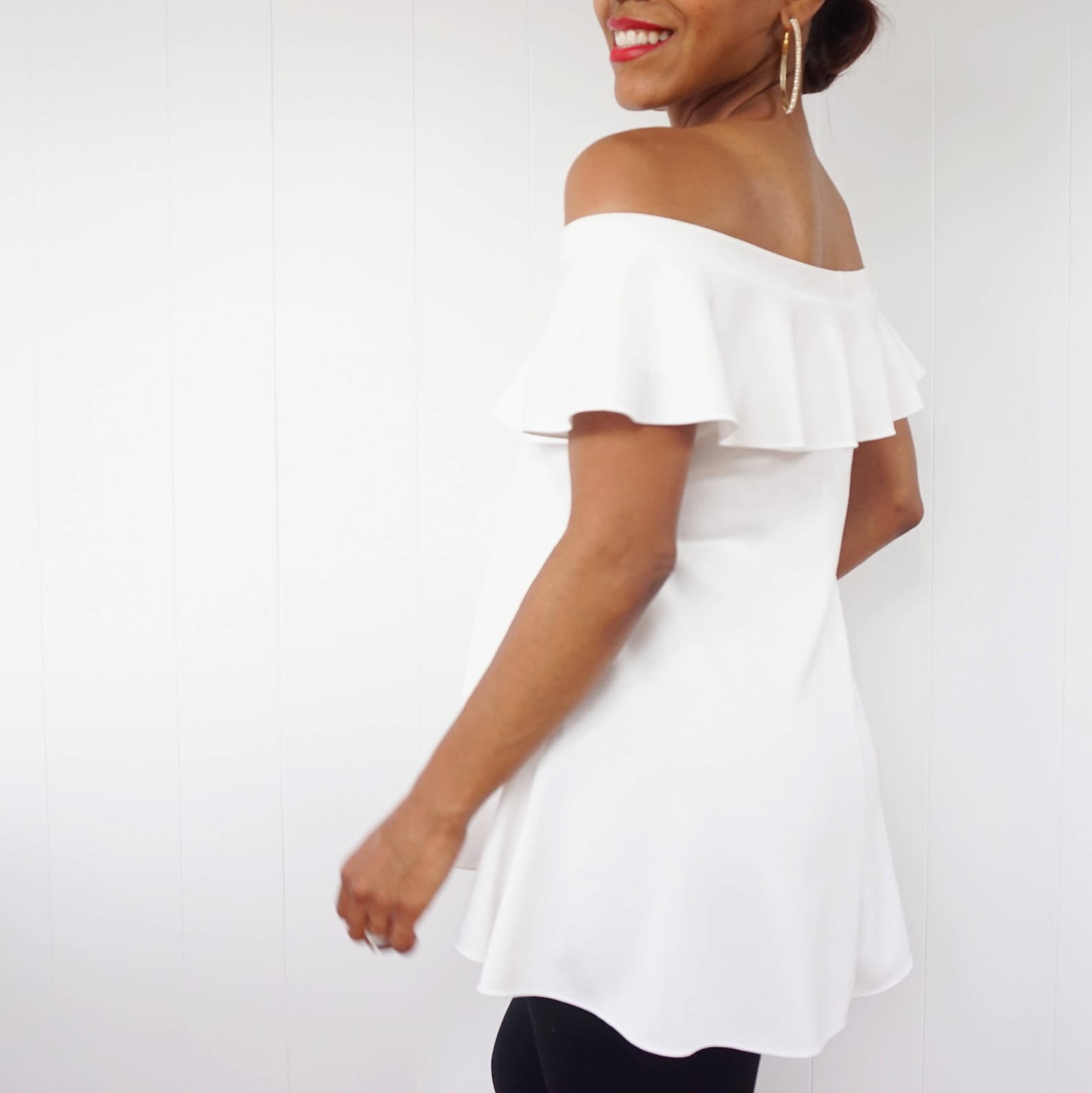White off Shoulder Top With Ruffle Detail White Shirt With - Etsy