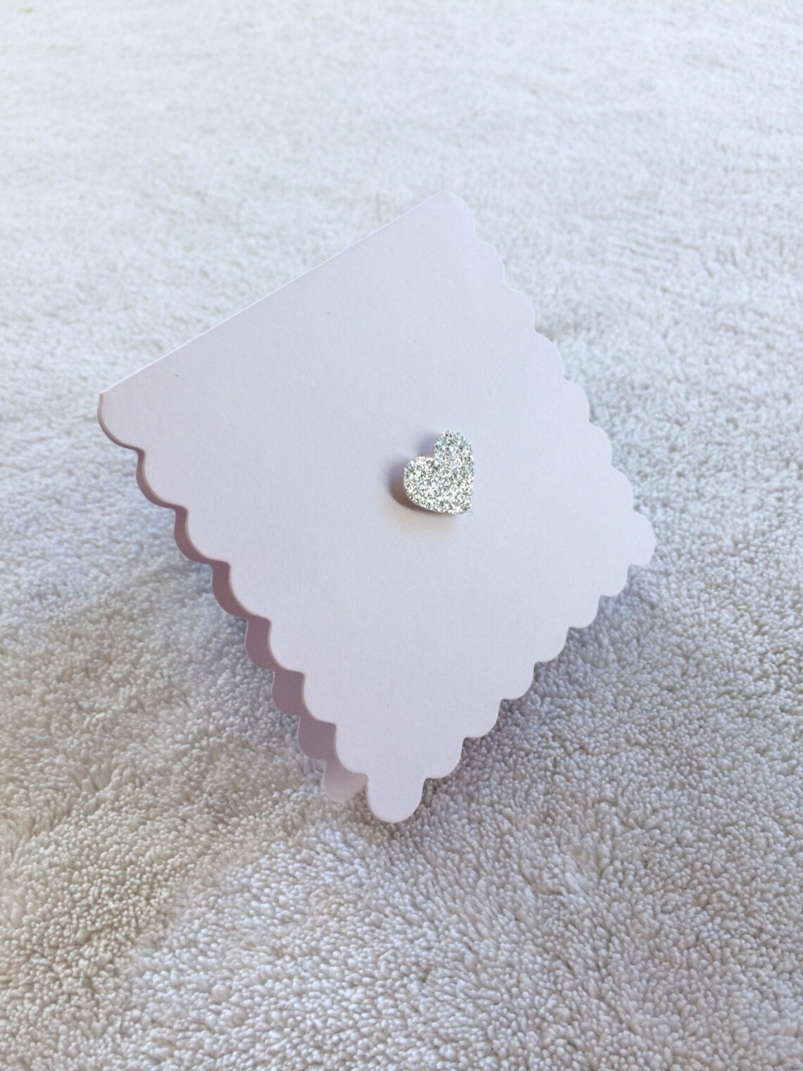 Blank Mini Note Card Scallop Edge Card Glitter Heart - Etsy