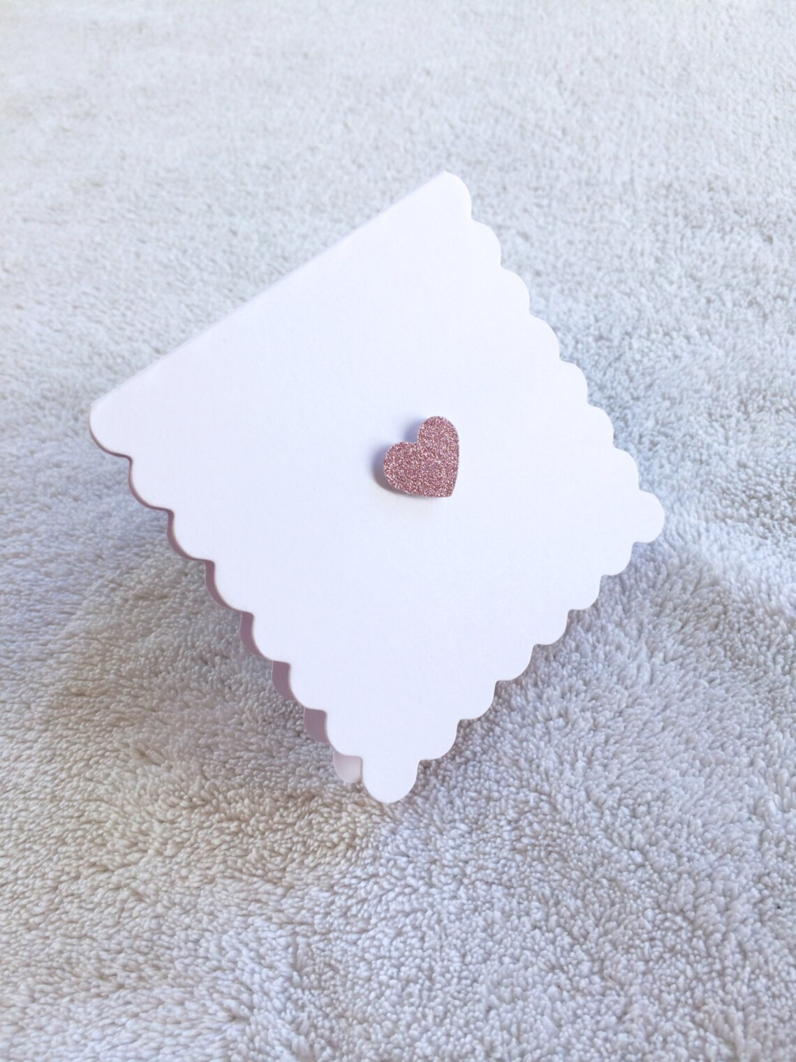 Blank Mini Note Card Scallop Edge Card Glitter Heart - Etsy