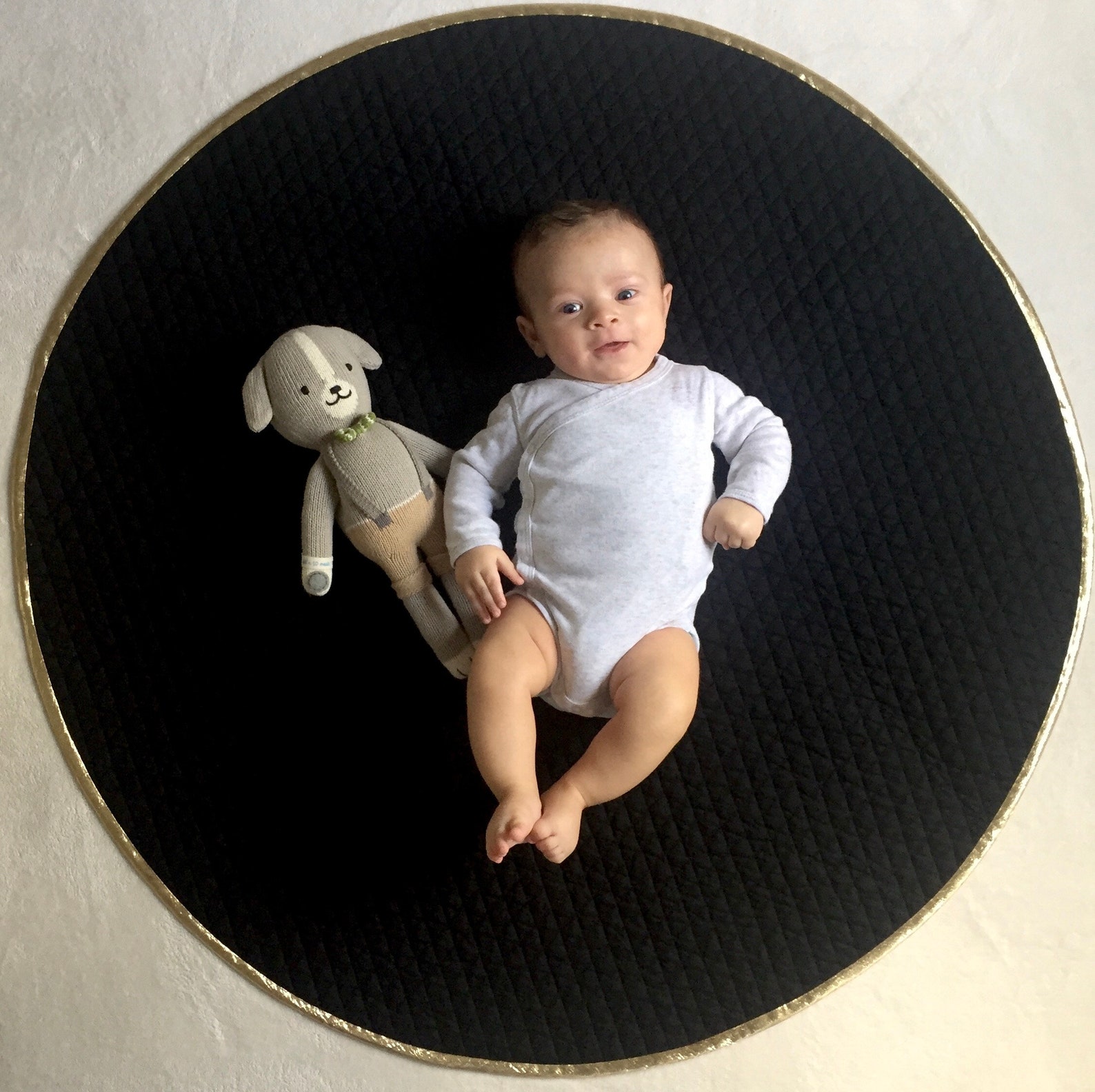 Milestone Baby Mat - Black & Gold Mat - Round Baby Play Mat - Lightly ...