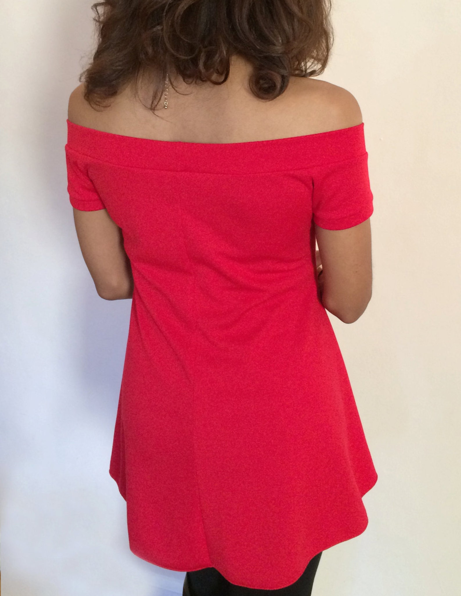 Off the Shoulder Maternity Top - Red Short Sleeve Top - Red Knit Shirt ...