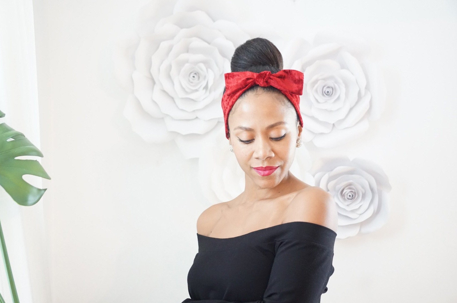 Velvet Headband With Bow - Black Velvet Headband - Velvet Head Tie With ...