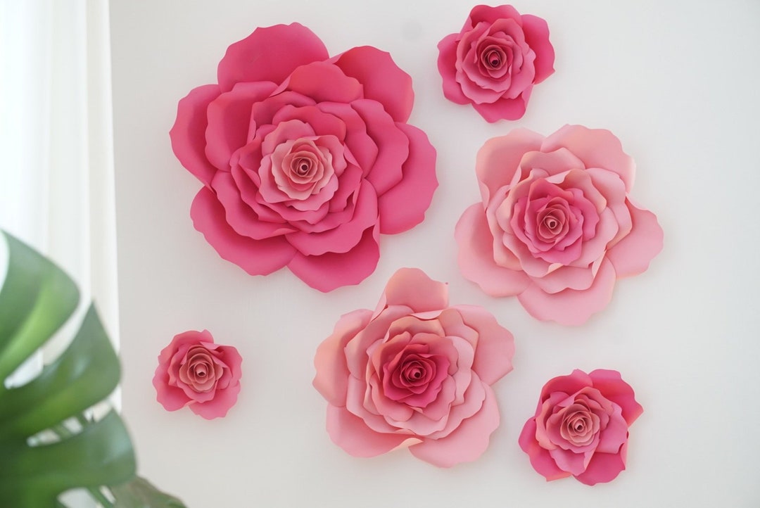 Pink Paper Flower Set - Pink Paper Flowers - Floral Backdrop - Girls ...