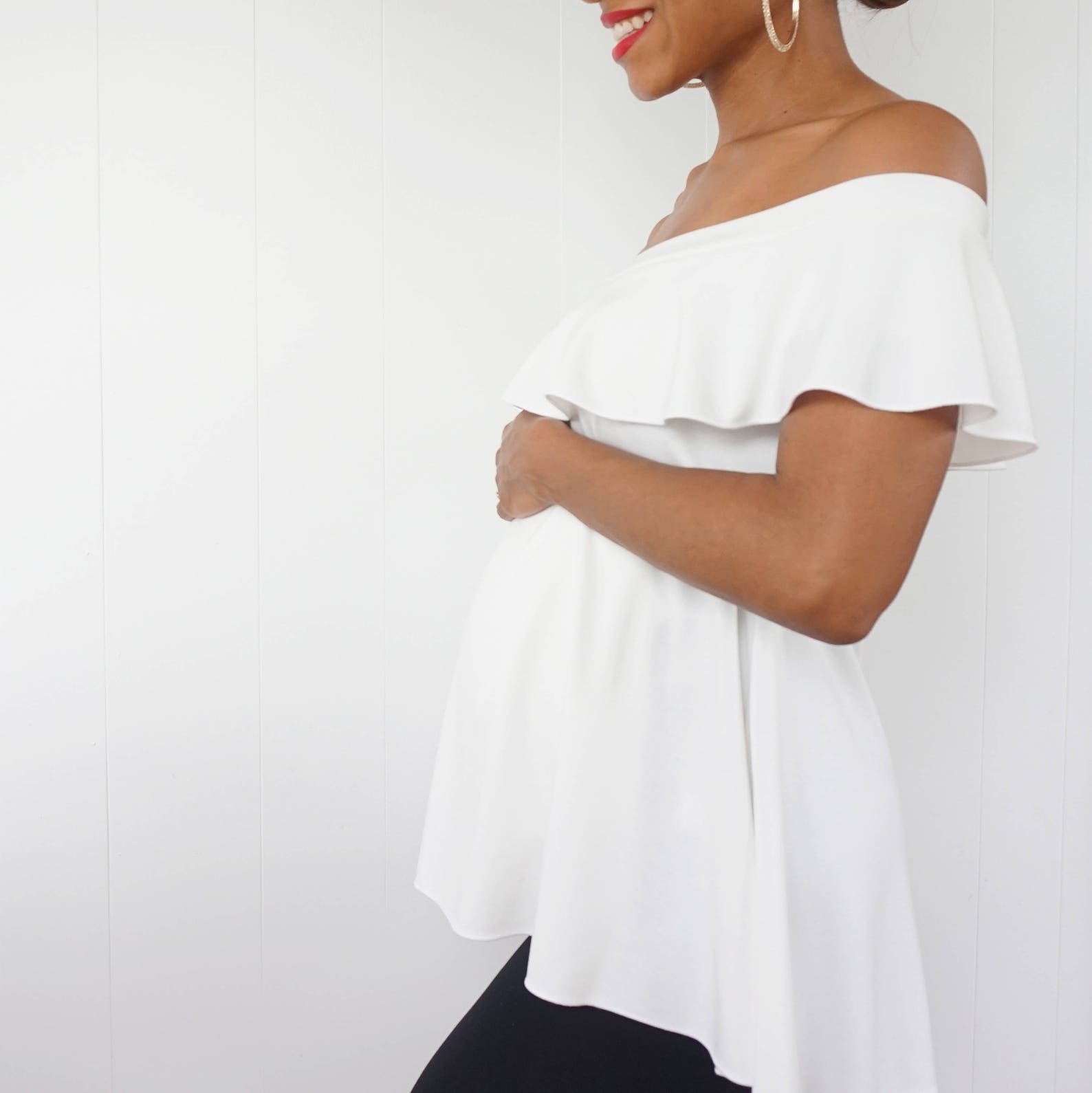 White off Shoulder Top With Ruffle Detail White Shirt With - Etsy