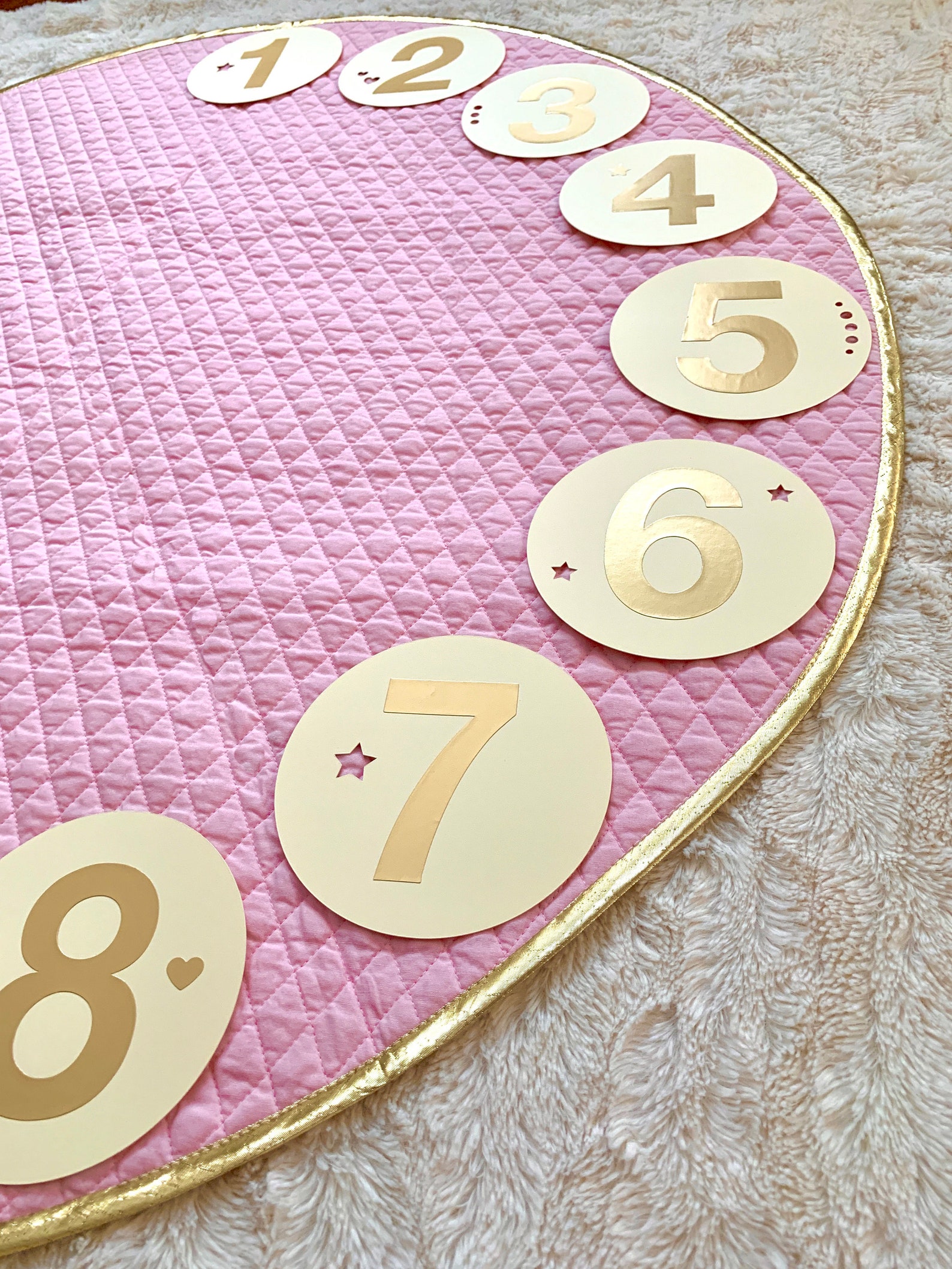 Milestone Baby Mat Ivory & Gold Mat Round Baby Play Mat | Etsy