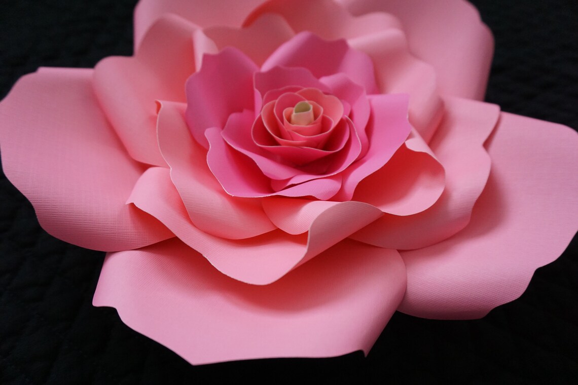 Pink Paper Flower Set Pink Paper Roses With Gold Detail - Etsy