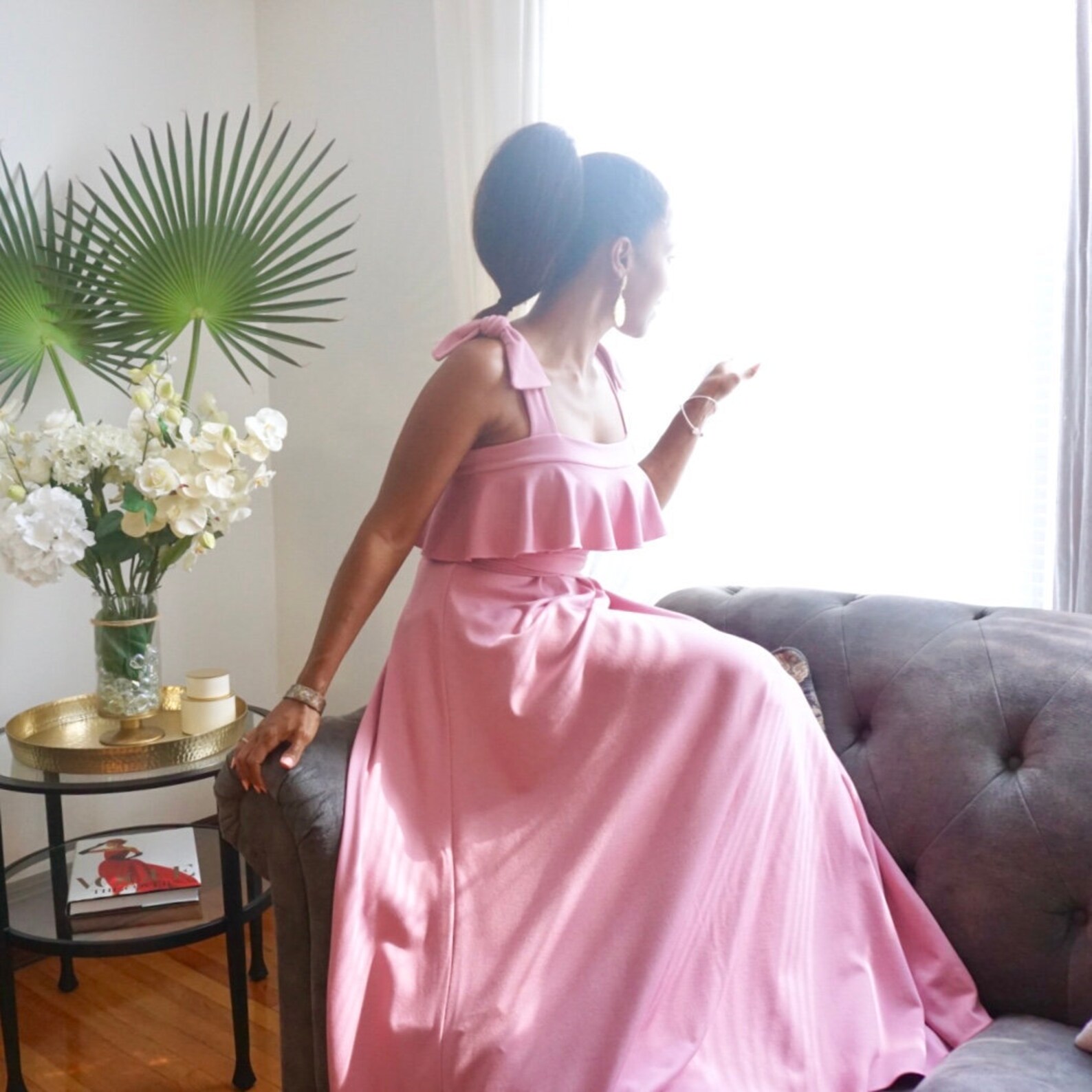 Mauve Gown With Ruffle - Tea Party Maxi Dress - Garden Party Baby ...