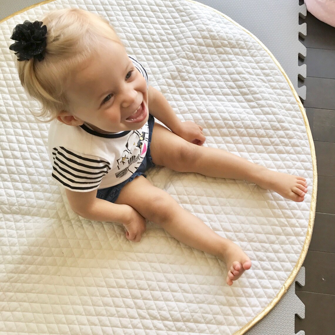 Milestone Baby Mat Ivory & Gold Mat Round Baby Play Mat | Etsy