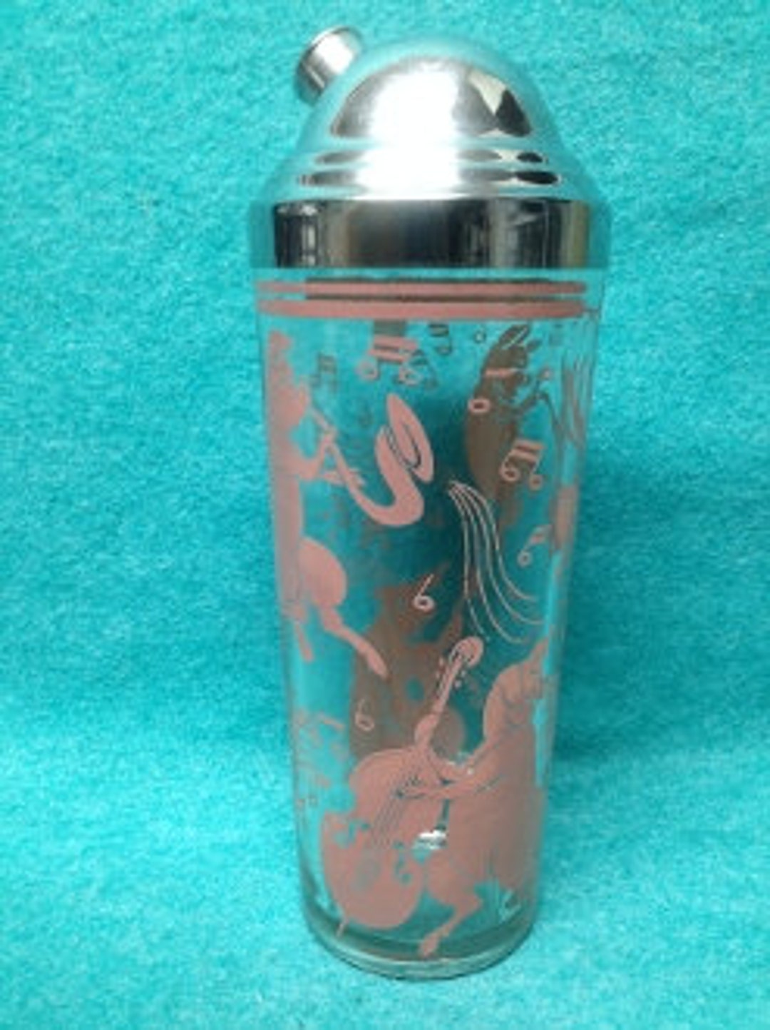 Cocktail Shaker Glass Hazel Atlas Pigs Dancing Vintage Art Deco - Etsy
